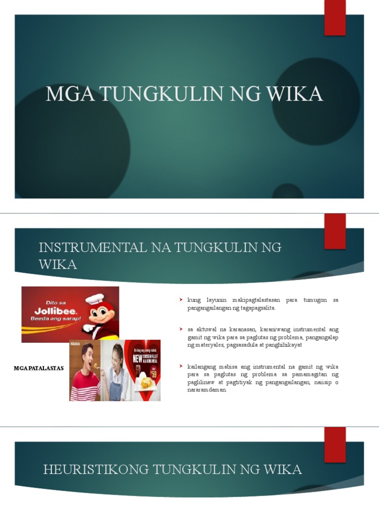 Mga Tungkulin NG Wika | PDF