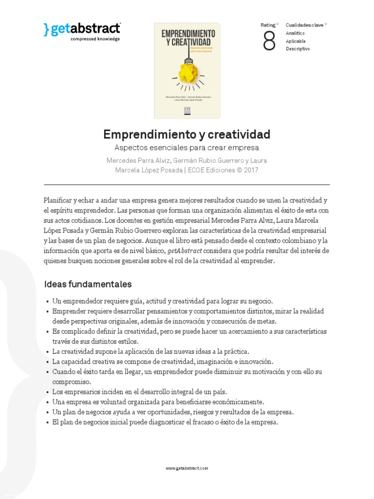 Emprendimiento y Creatividad | PDF | Iniciativa empresarial | Creatividad