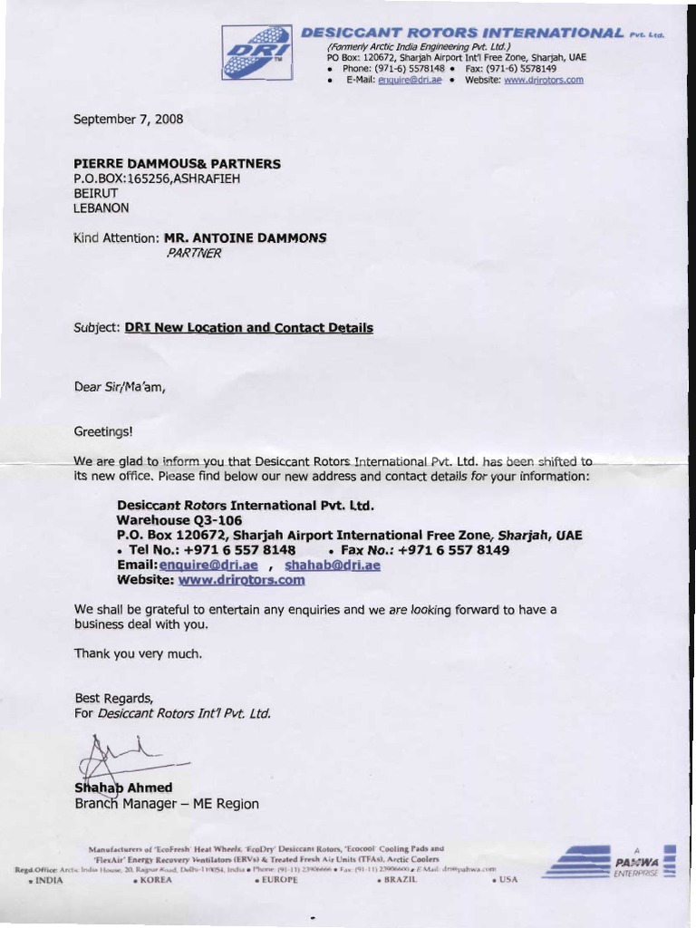 DRI New Location and Contact Details | PDF