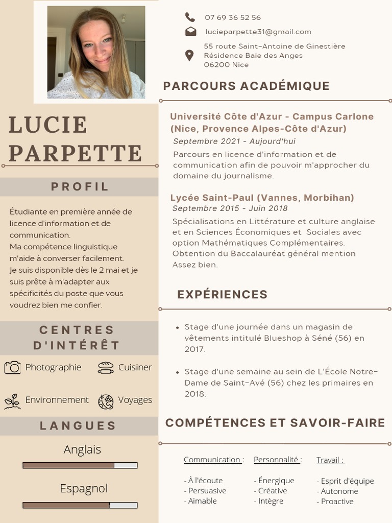 CV Étudiante en Communication Créatif | PDF | la communication