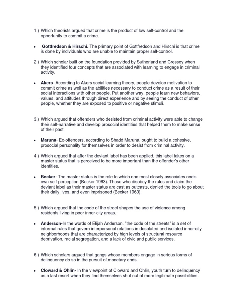Theorists of Crime Causation | PDF | Deviance (Sociology) | Crimes