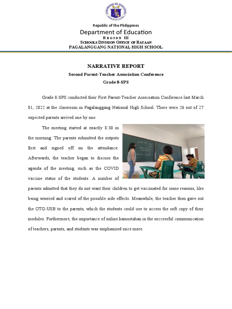 NARRATIVE REPORT 2nd PTA Conference 8SPS | PDF | Teachers