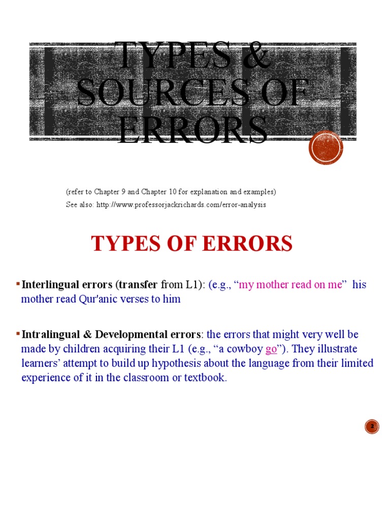 9interlanguage II - Types & Sources of Errors | PDF