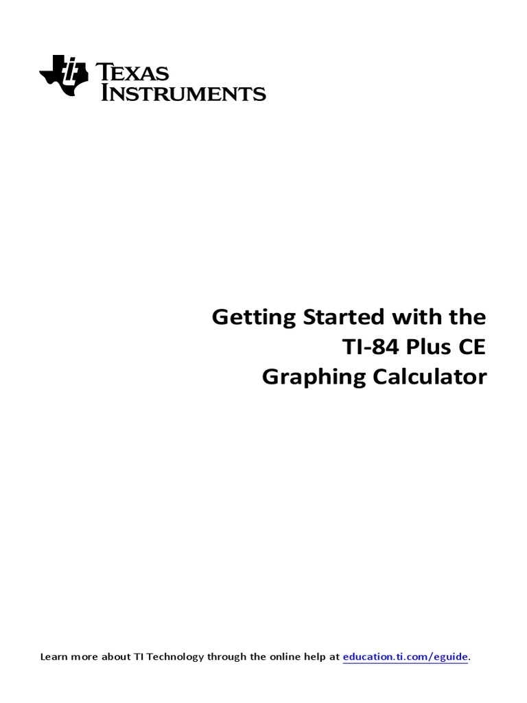 Getting Started with the TI-84 Plus CE Graphing Calculator | PDF | Menu (Computing) | Complex Number