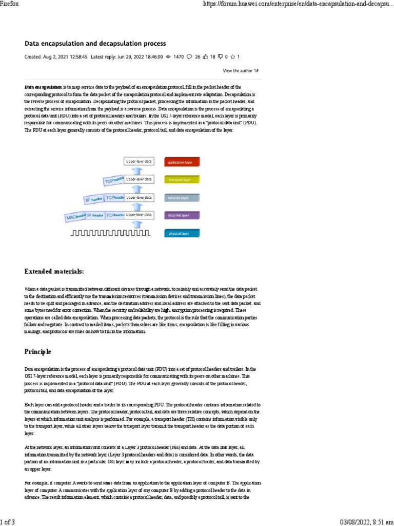 Data Encapsulation Decapsulation Pdf Osi Model Network Packet