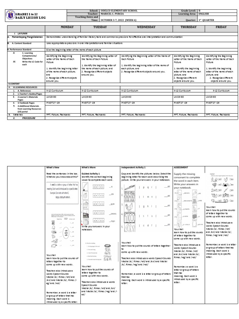 WLP Q1 English 2 - W6 | PDF