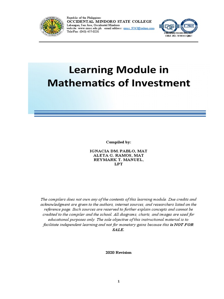 Mathematics-of-Investment-midterm Lessons | PDF | Interest | Bonds (Finance)