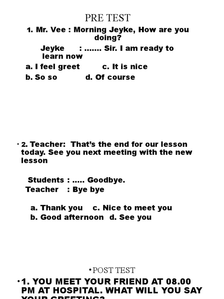 Pre Test and Post Test 2 | PDF