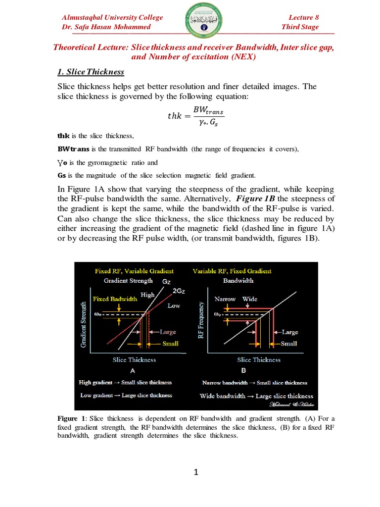 MRI Slice Thickness & Bandwidth Guide | PDF