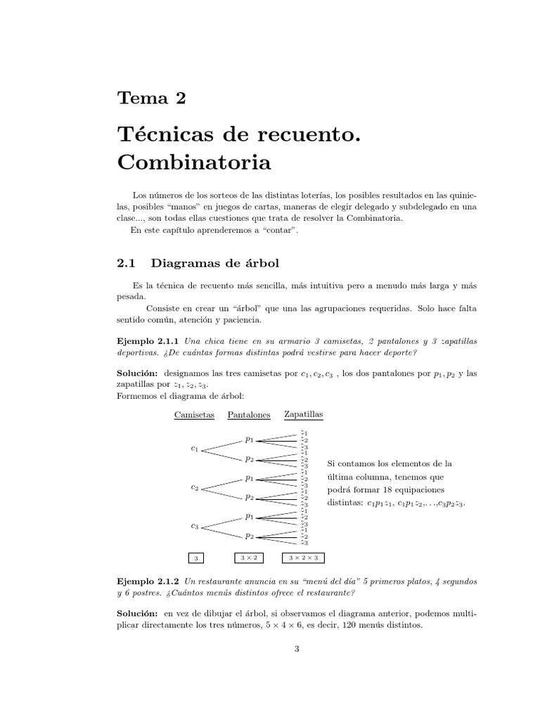 Tema1. Técnicas de Recuento - Combinatoria | PDF