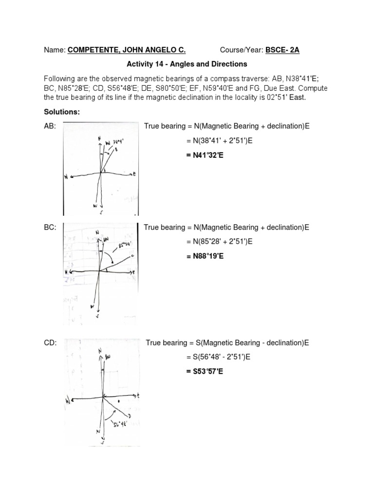 Activity 14 - Angles and Directions | PDF | Compass | Applied And ...