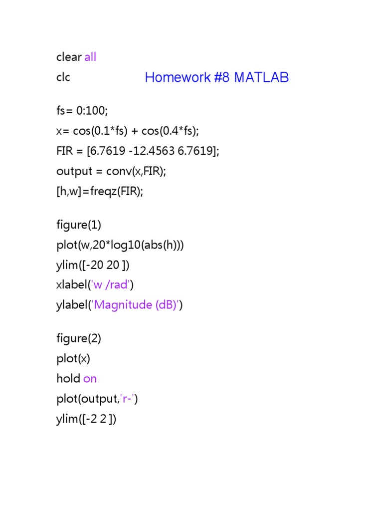 hw8 Matlab | PDF