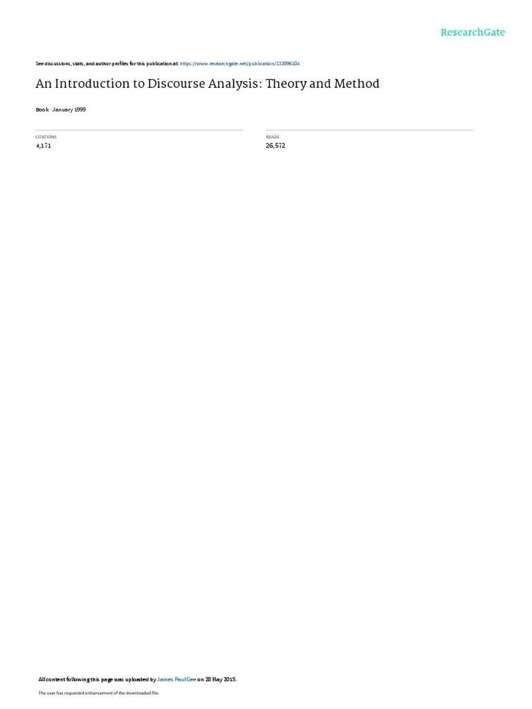 An Introduction To Discourse Analysis Theory and M | PDF | Career ...