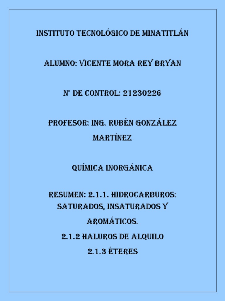 Vicente Mora Rey Bryan Quimica Orgánica | PDF | Éter | Alqueno
