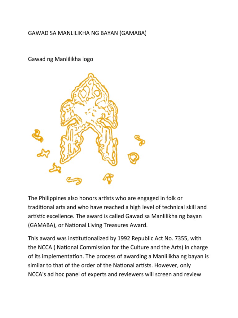 GAMABA: National Living Treasures Award | PDF | Philippines