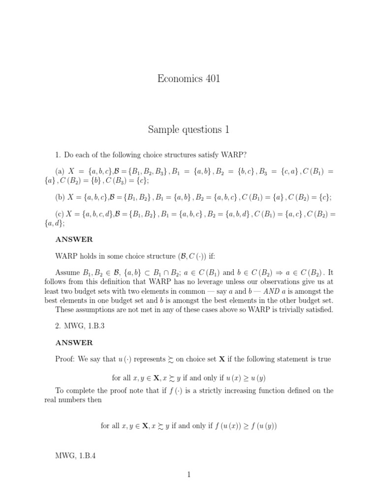 Economics 401 | PDF