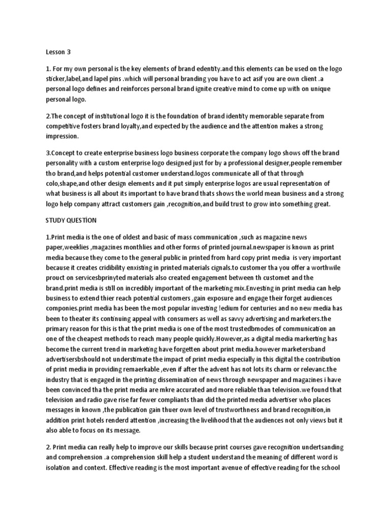 Lesson 3 | PDF | Mass Media | Media (Communication)