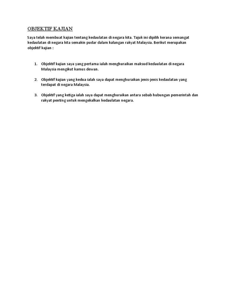 Objektif Kajian | PDF