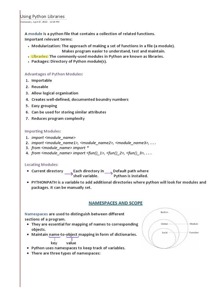 Chapter 3 Using Python Libraries Notes Pdf