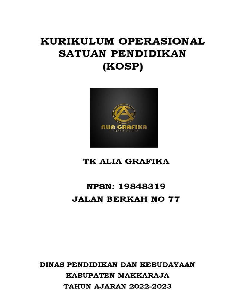 Kosp TK Alia Grafika | PDF | Karier & Perkembangan | Kesehatan Holistik