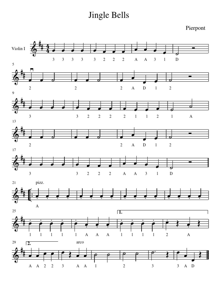 Jingle Bells Sheet Music for Strings | PDF | Music Production | Musical ...