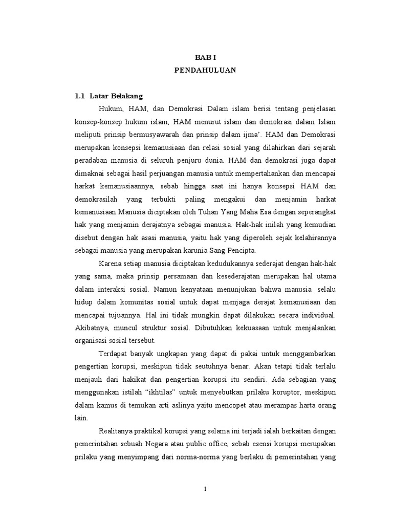 MAKALAH Hak Asasi Manusia Demokrasi Dan Korupsi Dalam Perspektif Islam | PDF