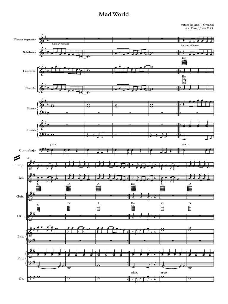 Mad World - Partitura y Partes | PDF