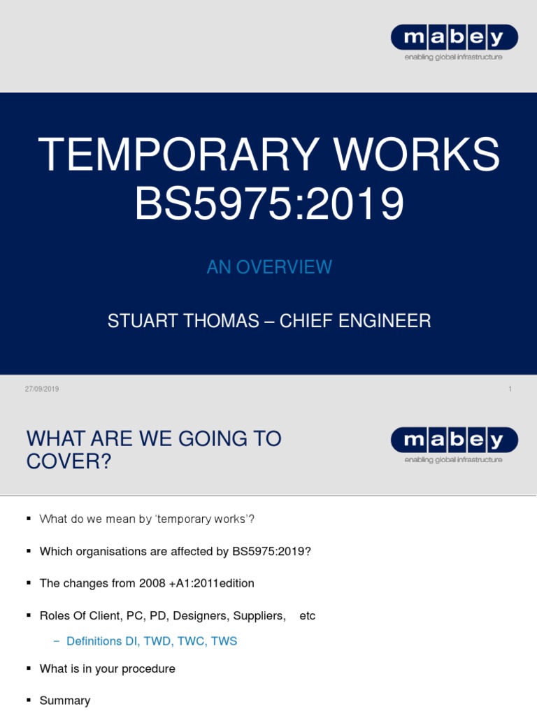 Temporary Works BS5975-2019 Overview of The Revsion | PDF | Demolition | Temporary Work