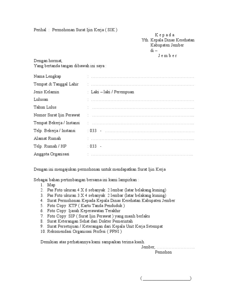 Formulir SIP Perawat | PDF