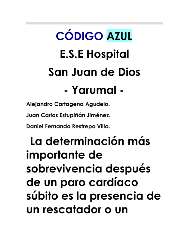 Código Azul | PDF | Reanimación cardiopulmonar | Paro cardíaco
