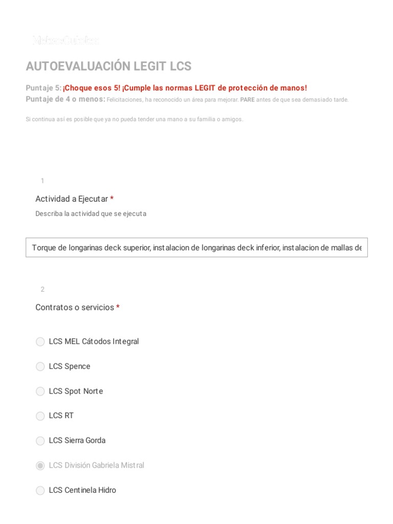 Autoevaluación Legit LCS | PDF