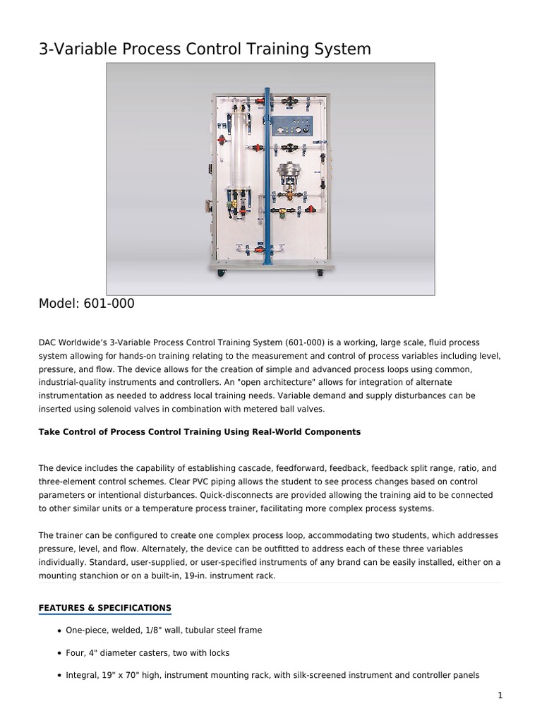 3-Variable Process Control Training System - Hands-On Industrial Skills ...
