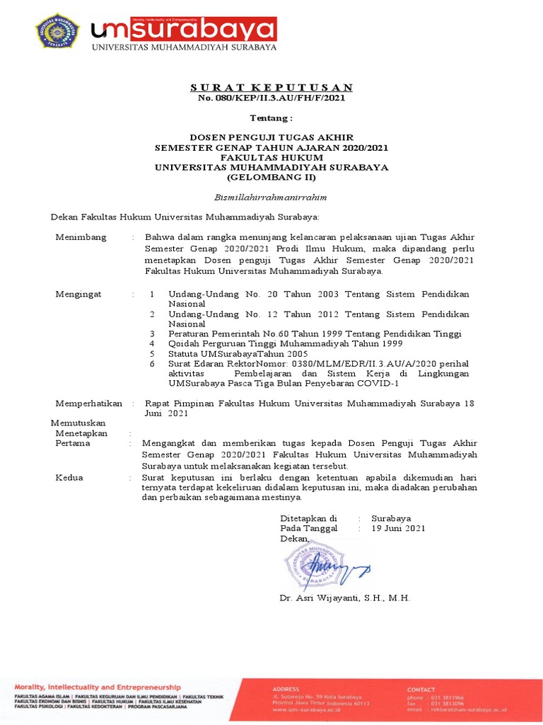 2021 19 6 SK Dosen Penguji Ta Genap20202021 Gel II Fix | PDF