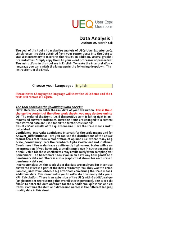 Redesign UEQ Data Analysis Tool Version8 | PDF