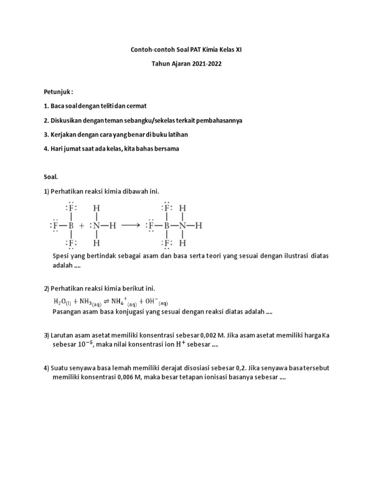 Soal PAT Kimia Kelas XI 2021-2022 | PDF | Sains & Matematika