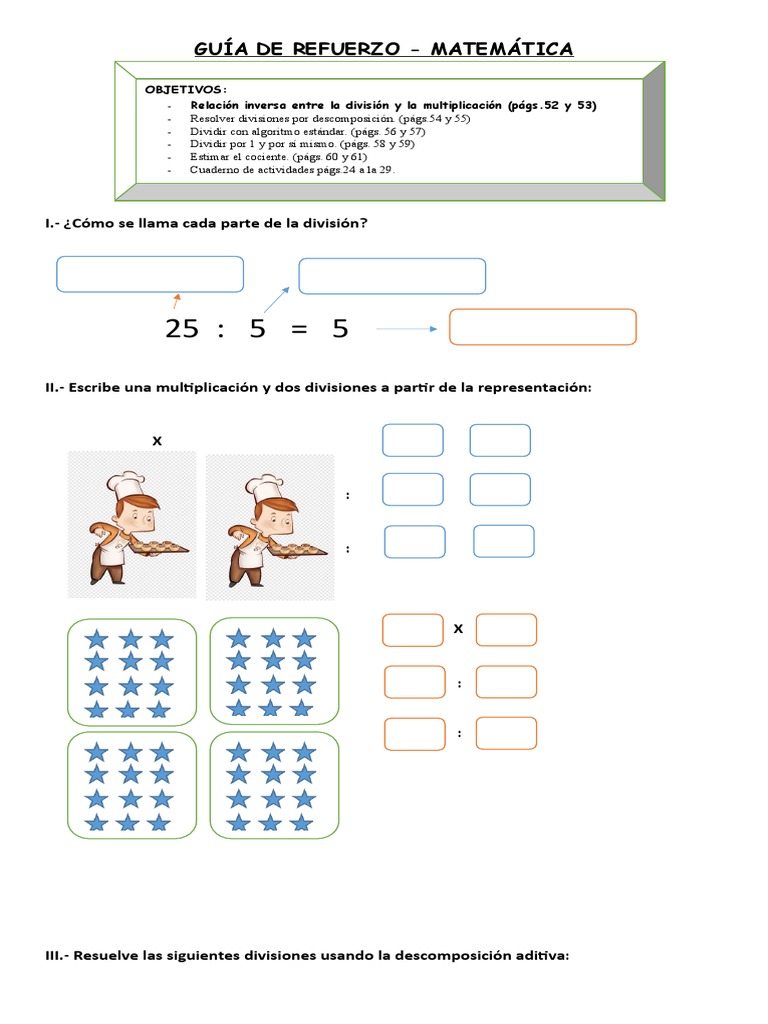 Guía de Divisiones para Cuarto Básico | PDF | División (Matemáticas ...