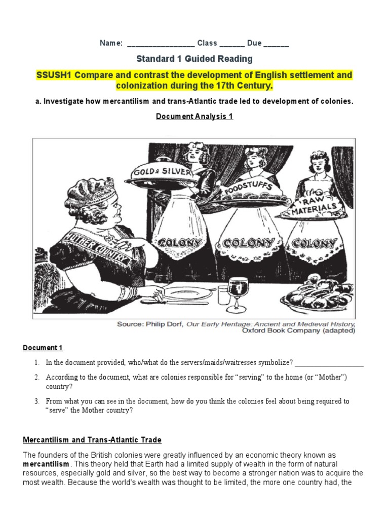 Colonial Era 1.1 Reading and Questions | PDF | Mercantilism | Native ...