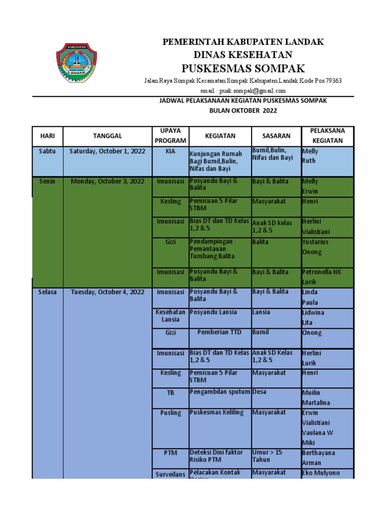 Jadwal Turlap 1-8 Okt | PDF