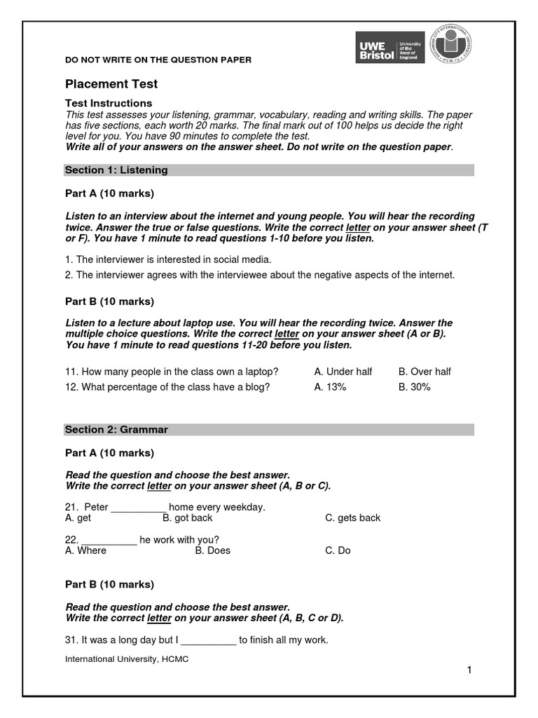 Placement Test Question Paper SAMPLE QUESTIONS | PDF | Zoo | Asteroid