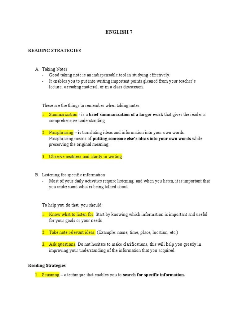 English 7 Reviewer | PDF