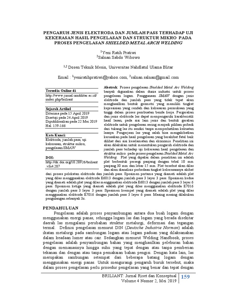 Pengaruh Elektroda dan Pass pada Kekerasan Las | PDF | Teknologi & Rekayasa