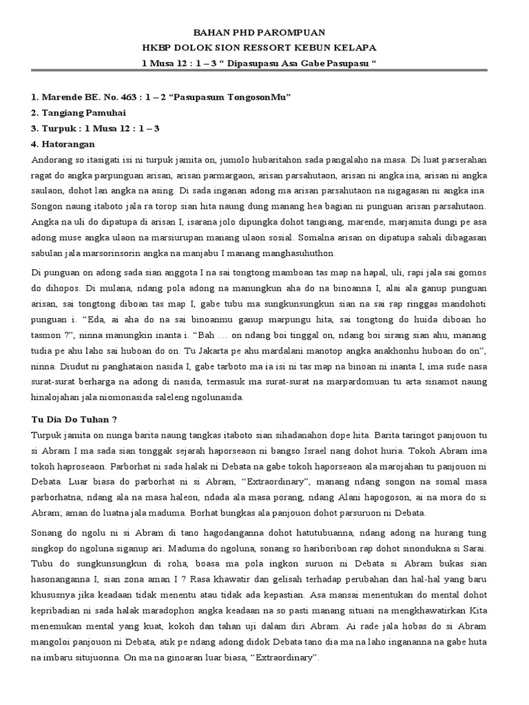 Bahan PHD Parompuan - 14 September 2022 | PDF