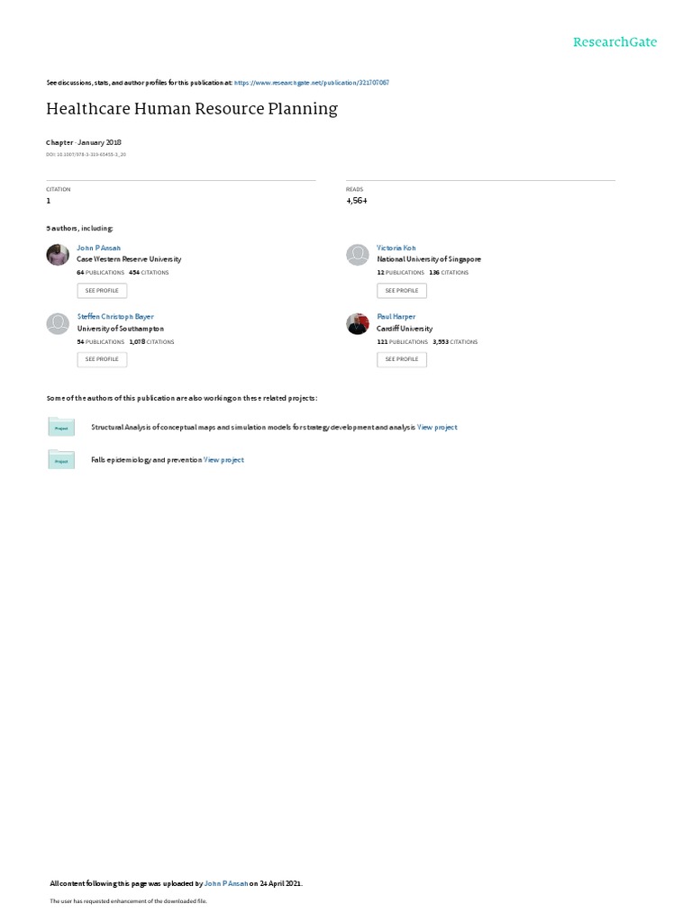 Healthcare Human Resource Planning | PDF | Health Care | Linear Programming