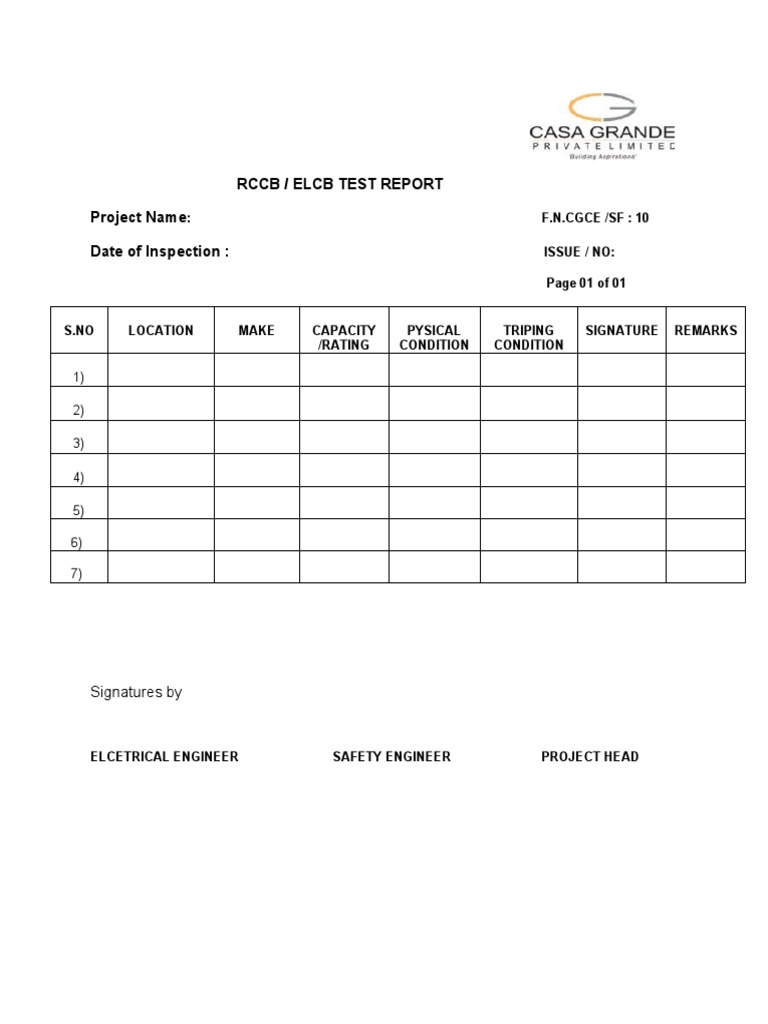 10.safety RCCB Check List | PDF