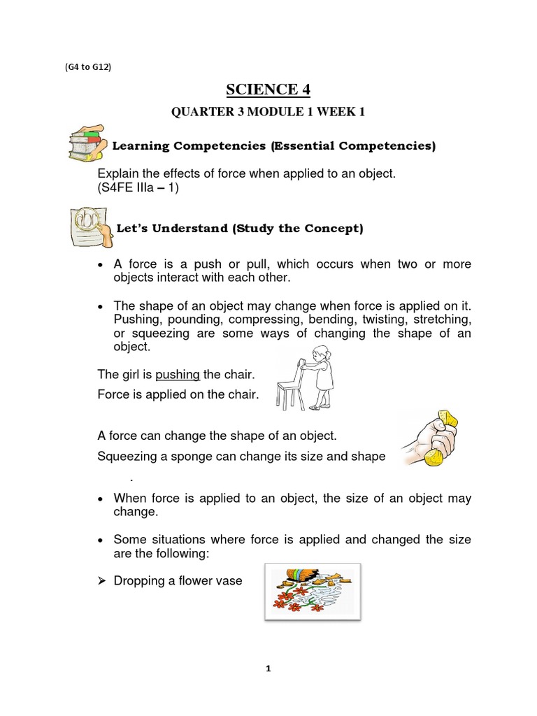 Science 4: Quarter 3 Module 1 Week 1 Learning Competencies (Essential ...