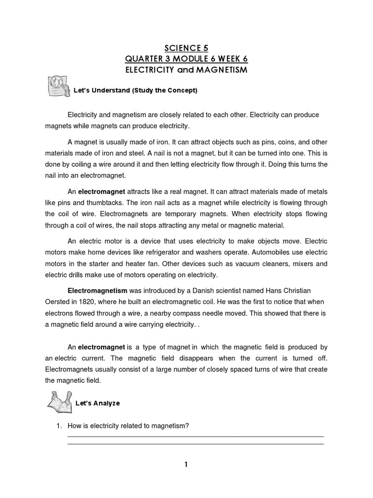 Science 5 Quarter 3 Module 6 Week 6 Electricity and Magnetism | PDF