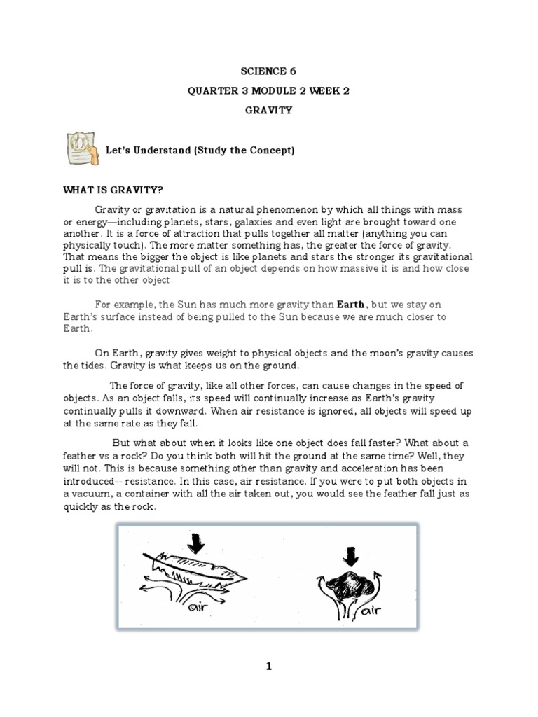 Science 6 Quarter 3 Module 2 Week 2 Gravity | PDF | Weight | Gravity