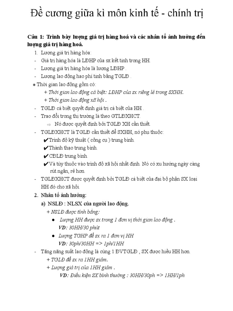 Đề Cương Thi Cuối Kì Ktct | PDF