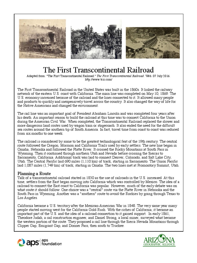 First Transcontinental Railroad Overview | PDF | First Transcontinental ...