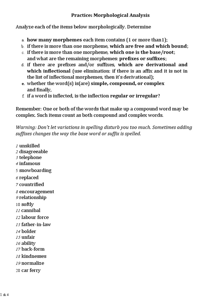 Morpheme Analysis | PDF Morpheme Analysis | PDF